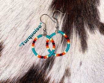 Native Beaded Hoop Earrings - Etsy