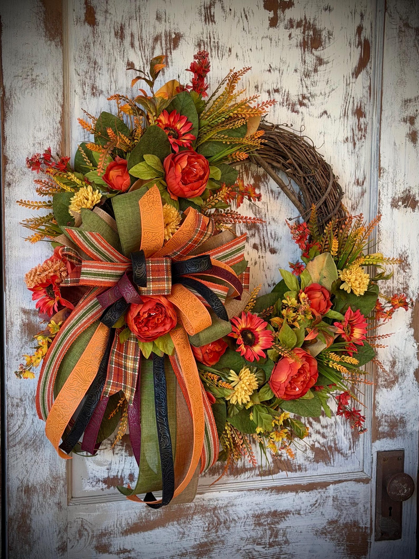 Fall Peonies and Wildflower Wreath, Autumn Wreath, Farmhouse Wreath ...