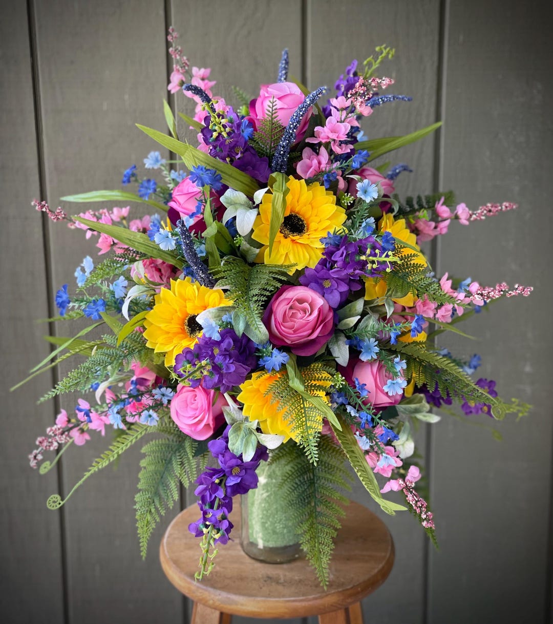 Cemetery Flowers, Grave Flower Arrangement, Vase Insert Grave Insert ...