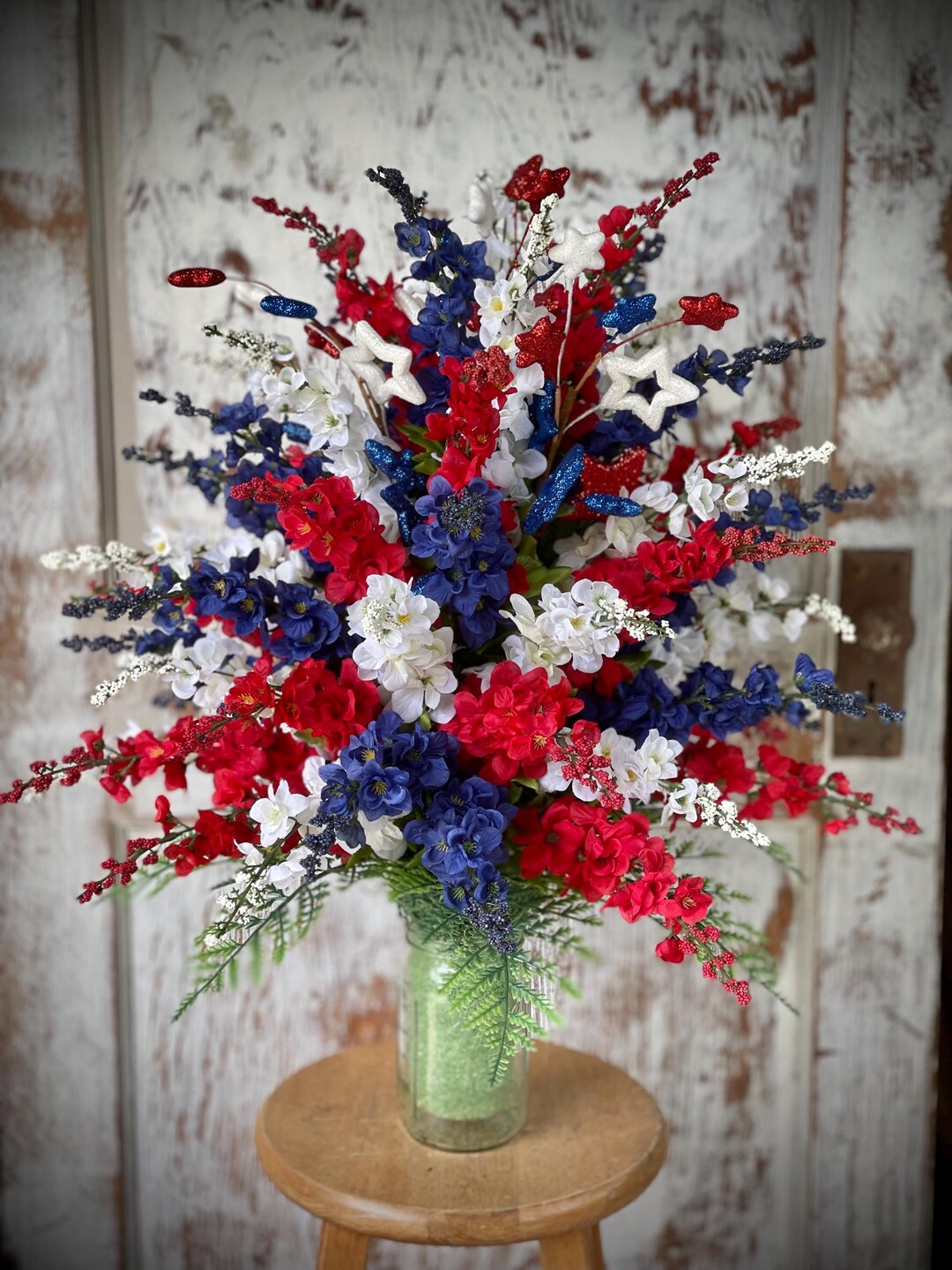 Patriotic Red,white, and Blue ,artificial Cemetery Flowers, Grave ...