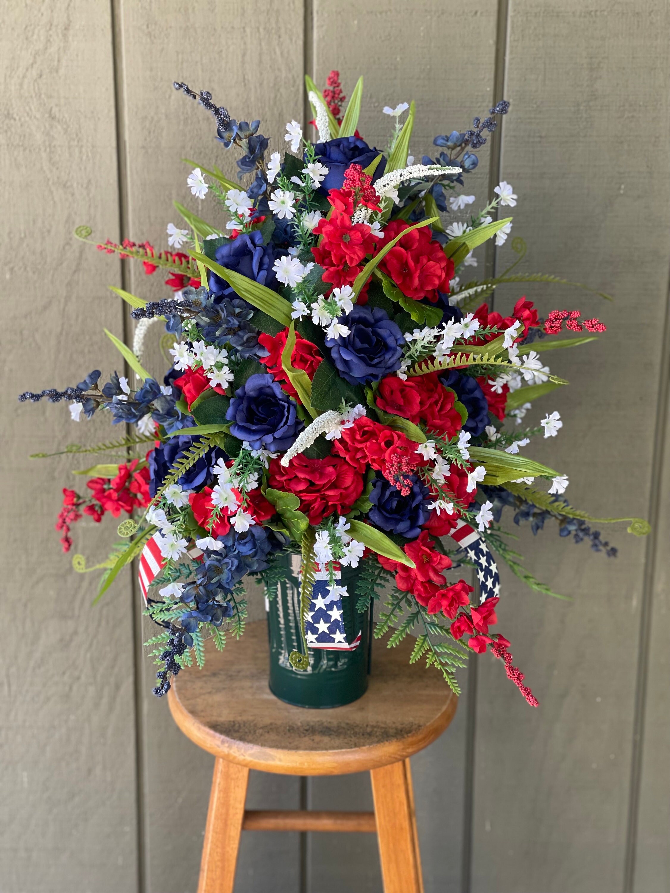 Patriotic Red,white, and Blue ,artificial Cemetery Flowers, Grave ...