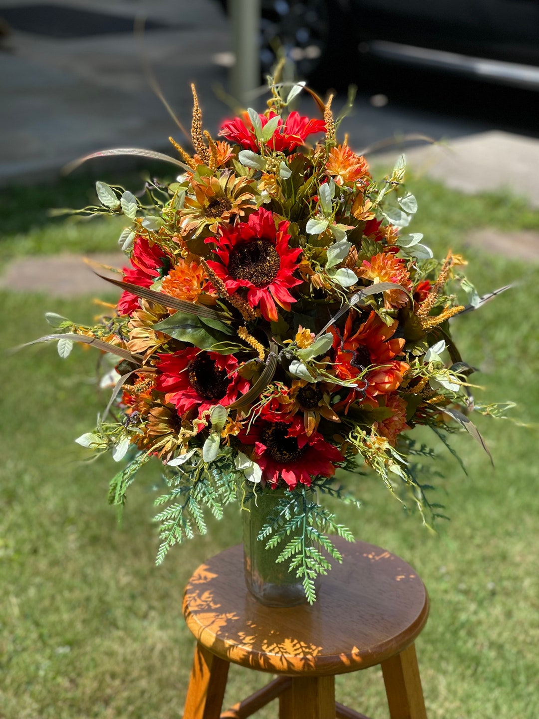 Fall Cemetery Flowers Grave Flower Arrangement Vase Insert - Etsy