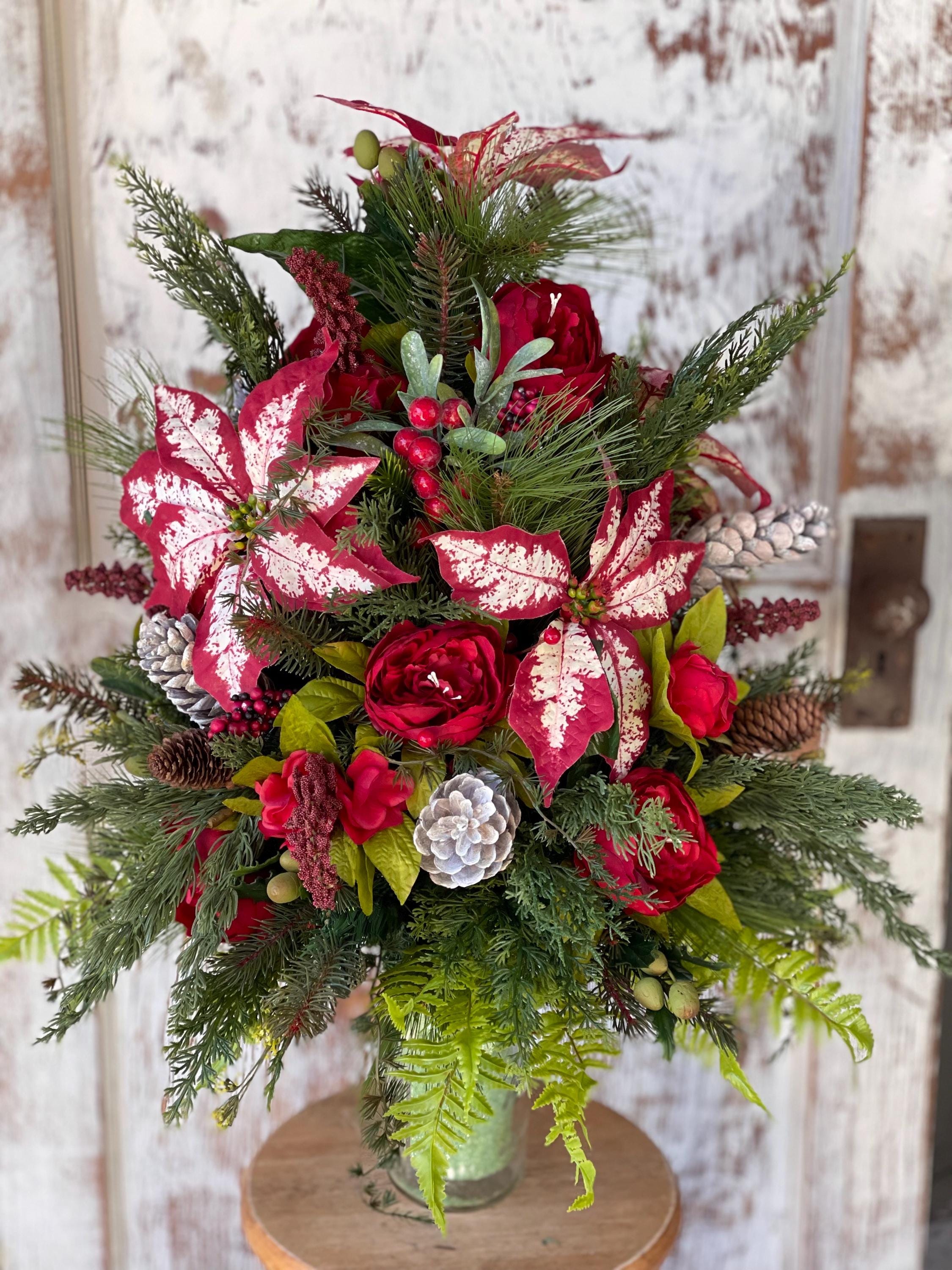 Christmas Winter Cemetery Flowers Grave Flower Arrangement Vase Insert ...