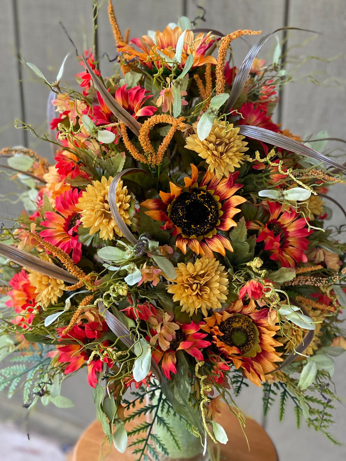 Fall Cemetery Flowers, Grave Flower Arrangement, Vase Insert, Grave ...