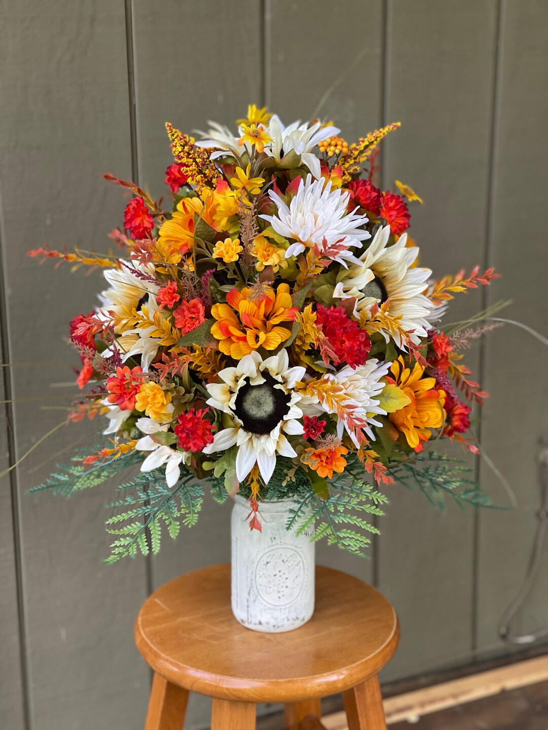 Fall Cemetery Flowers Grave Flower Arrangement Vase Insert - Etsy