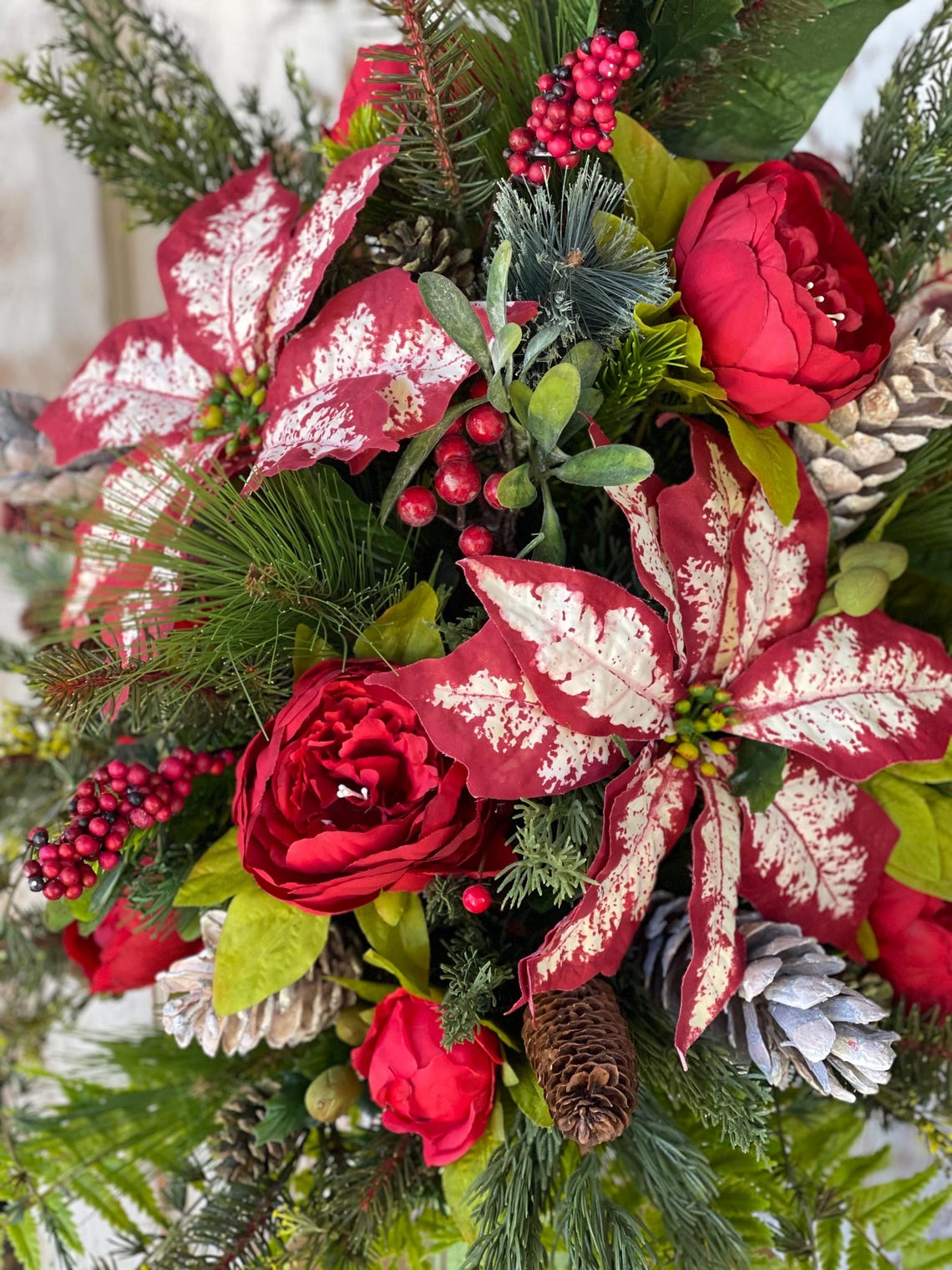 Christmas Winter Cemetery Flowers Grave Flower Arrangement Vase Insert ...