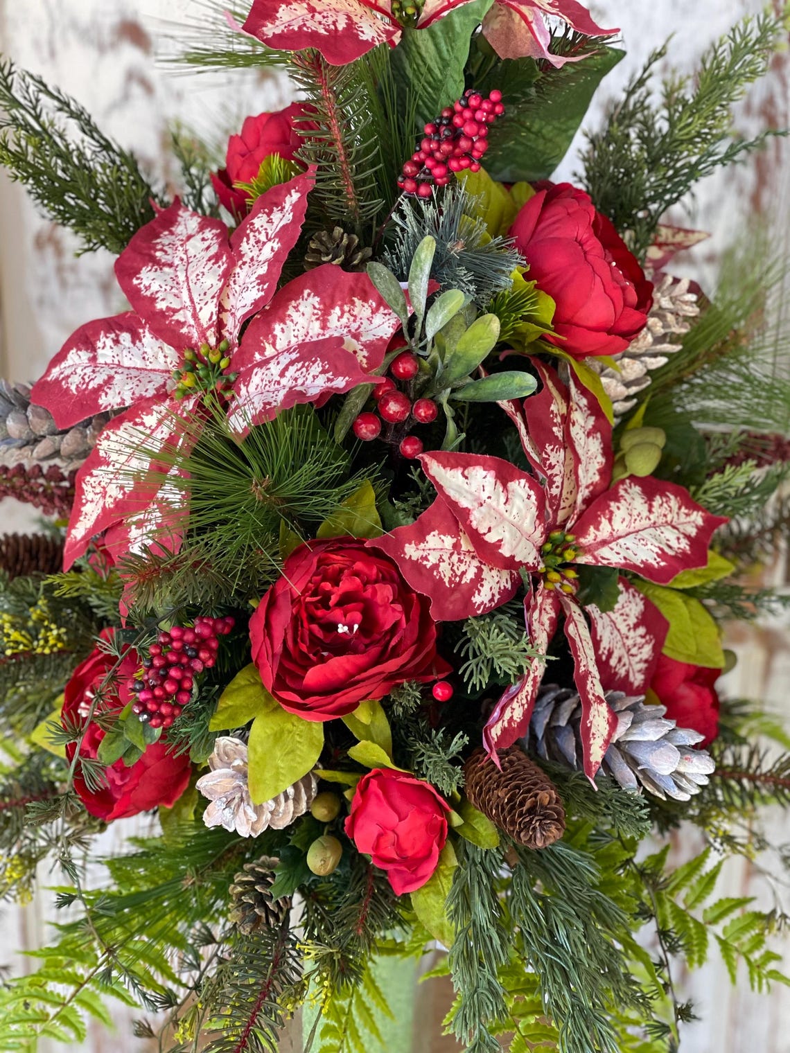 Christmas Winter Cemetery Flowers Grave Flower Arrangement Vase Insert ...
