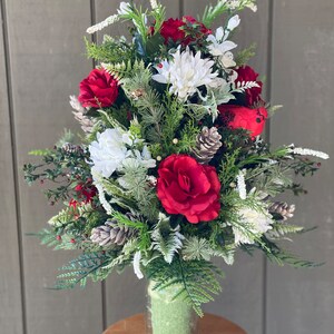 Winter Cemetery Flowers, Grave Flower Arrangement, Vase Insert, Grave ...