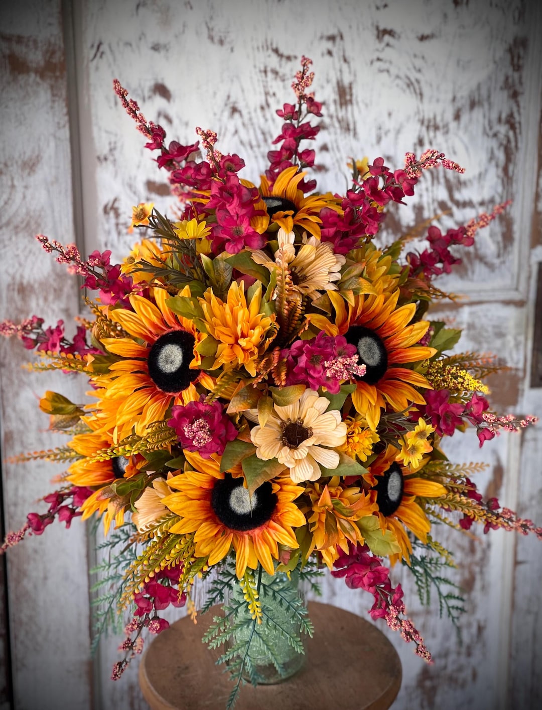 Fall Grave Flowers, Artificial Arrangement for Cemetery. Autumn ...