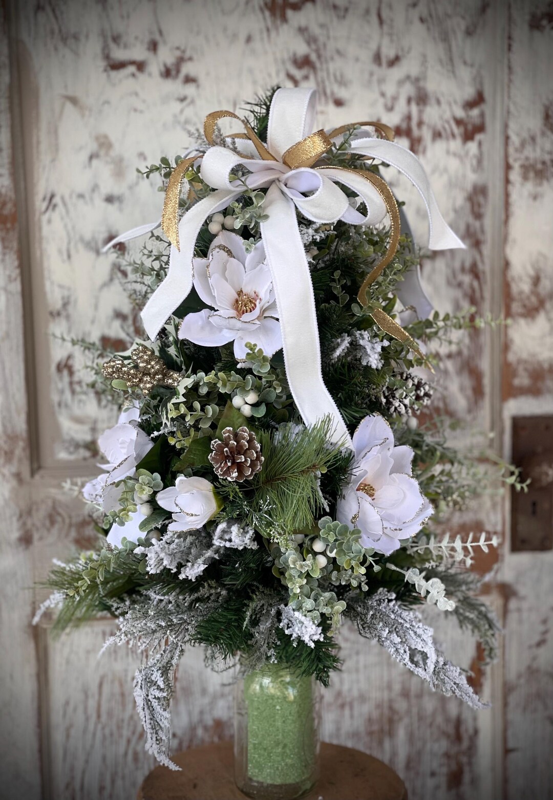 Christmas Winter Tree Cemetery Vase Insert, Snowy White Tree Grave ...