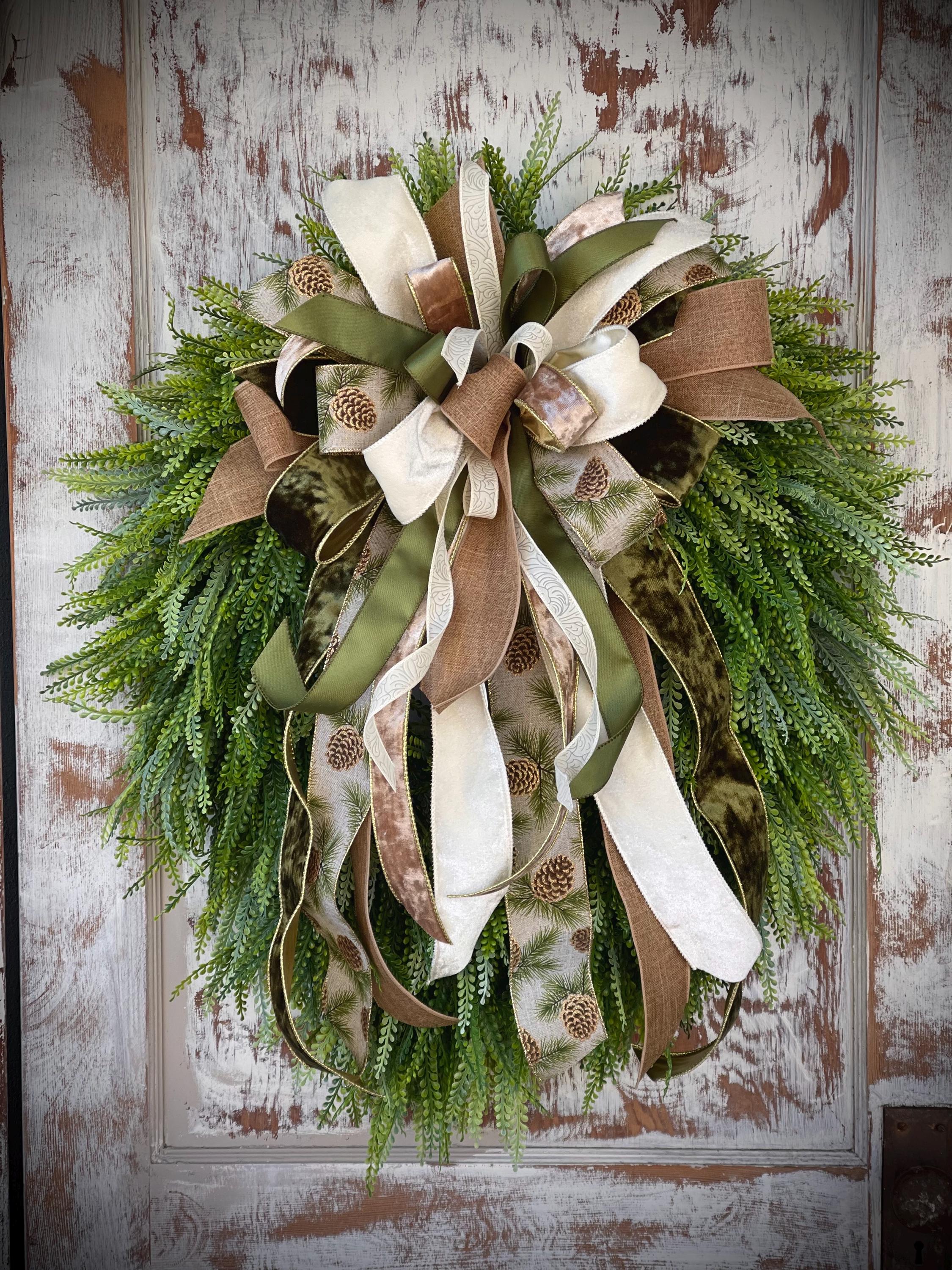 X-large Winter Greenery Wreath: Beaded Grass or Button Fern Multi ...