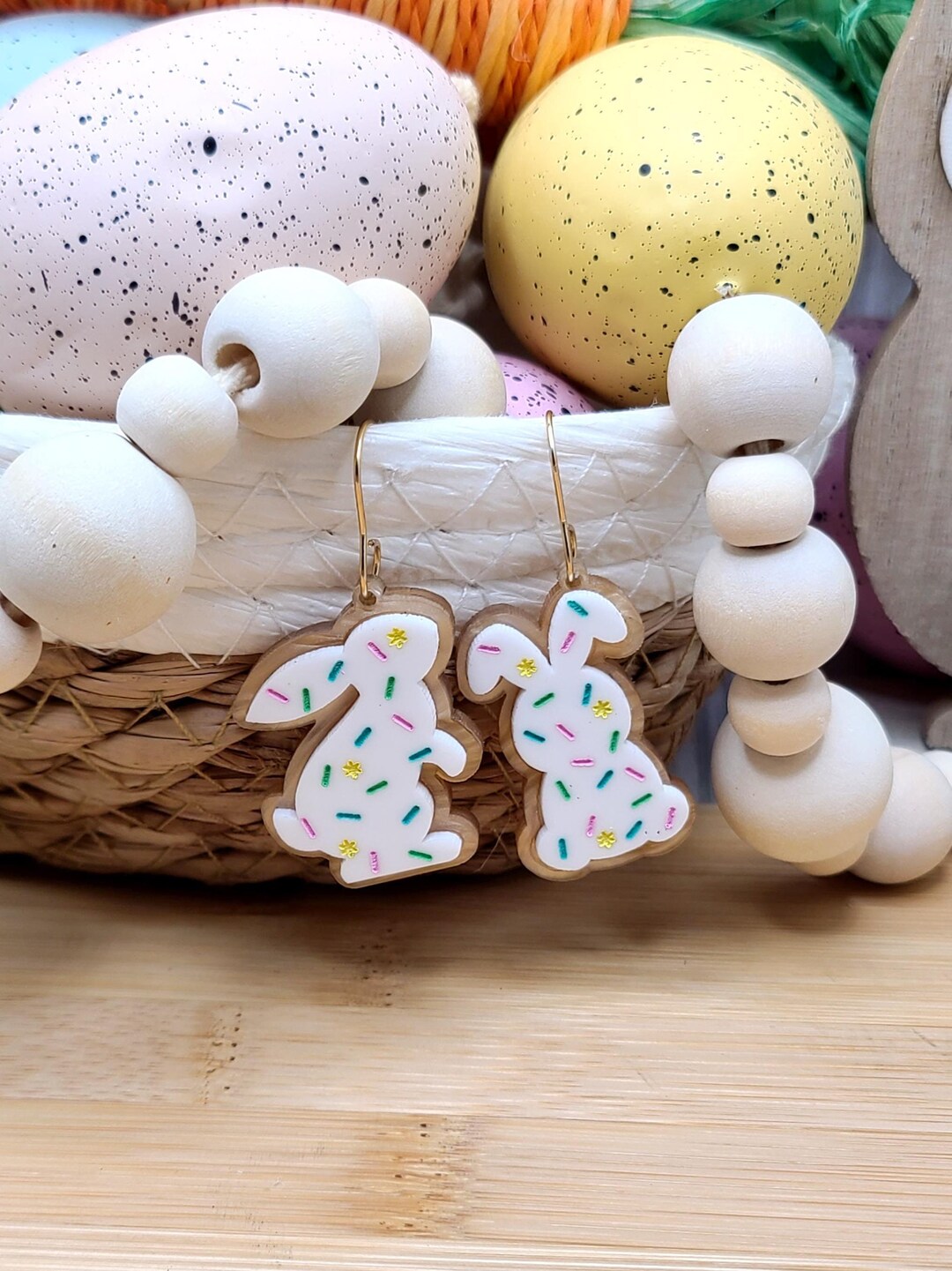 EASTER BUNNY COOKIE Earrings Best Friend Easter Gift Whimsical Mismatched Acrylic Earrings ...