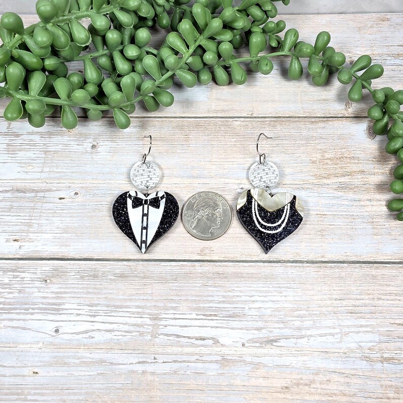 Disco Ball Heart Earrings: Mismatched Maximalist Acrylic New Years Eve ...