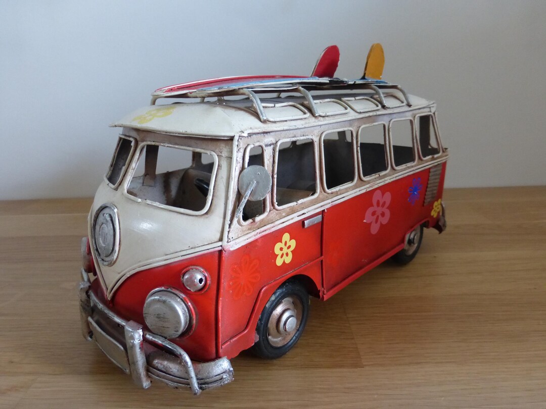 Retro VW Camper Surf Bus Car Tinplate Model, Vintage Style Metal ...