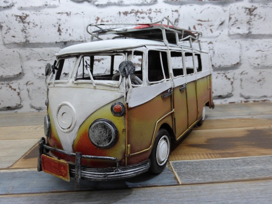 Retro VW Camper Surf Bus Car Tinplate Model, Vintage Style Metal ...