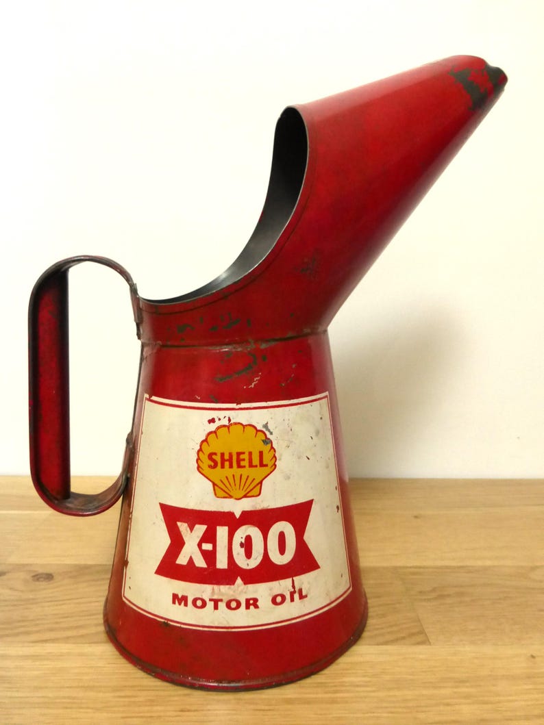 Vintage Shell X-100 Motor Oil 1 Quart Pourer Jug, 1950's Collectable ...