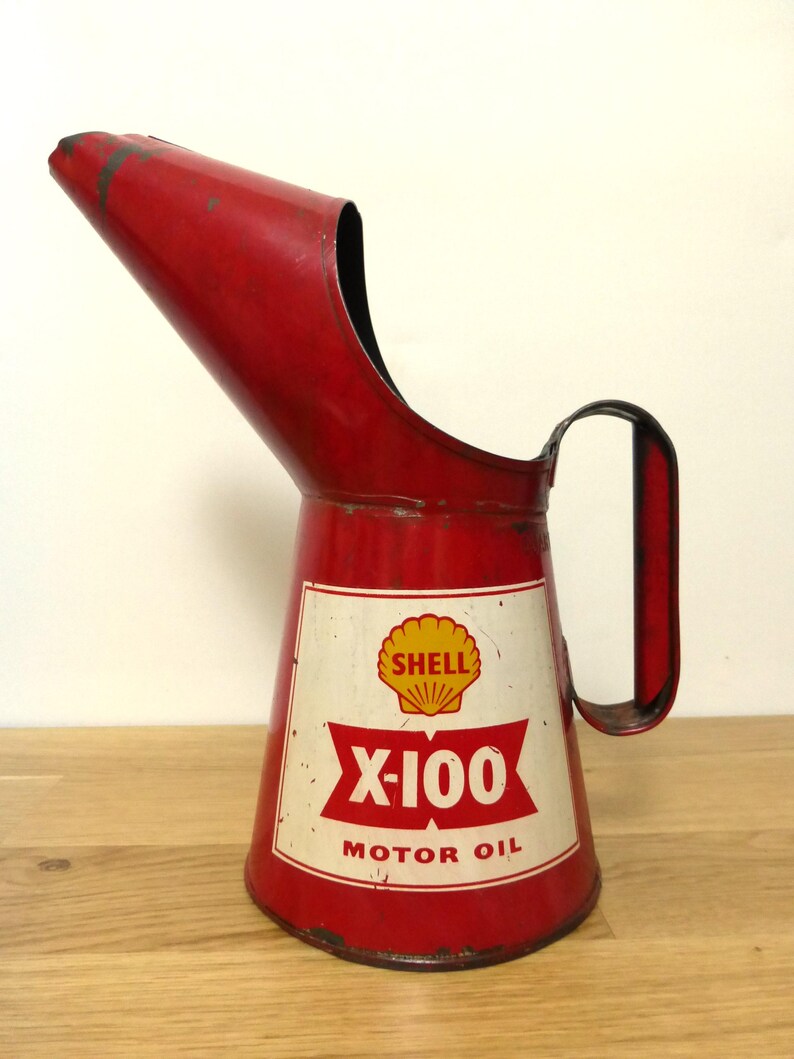 Vintage Shell X-100 Motor Oil 1 Quart Pourer Jug, 1950's Collectable ...