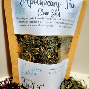 Clear Skin, Apothecary Tea, Green Herbal Tea, for Acne, Eczema, Dryness ...
