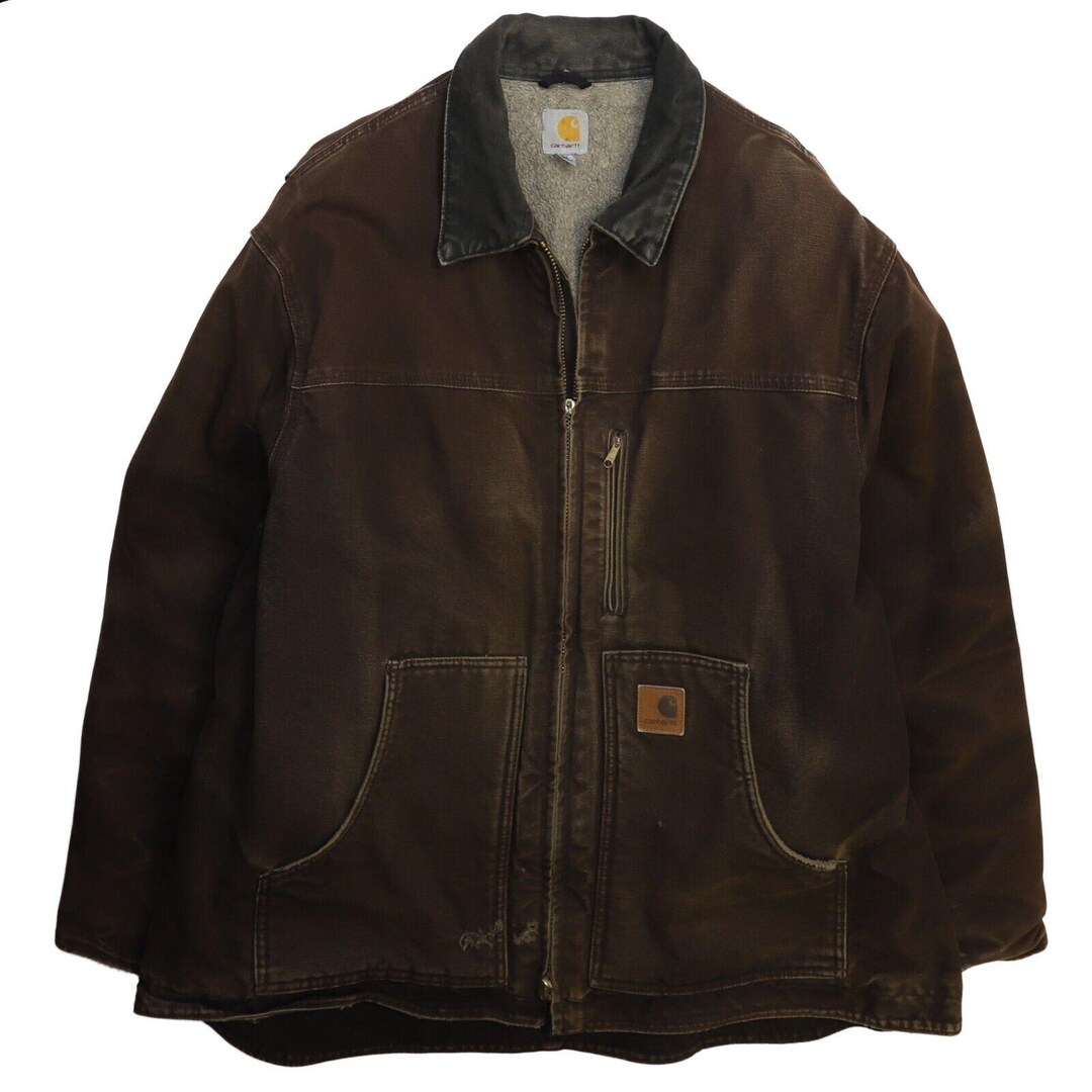 Carhartt Canvas Ridge Work Jacket Size 2XL Sherpa Lined - Etsy