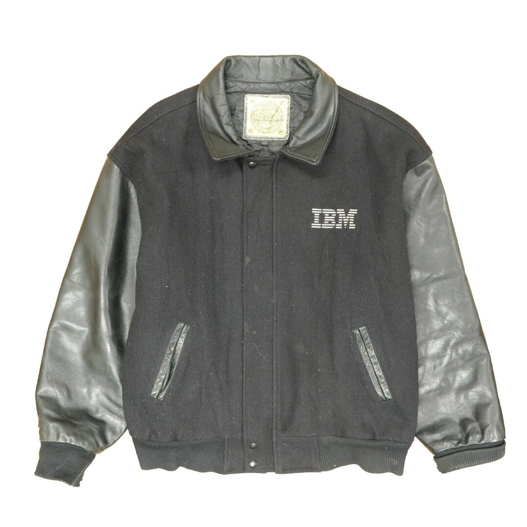 Vintage IBM Leather Wool Varsity Jacket Size 2XL Computer Logo - Etsy