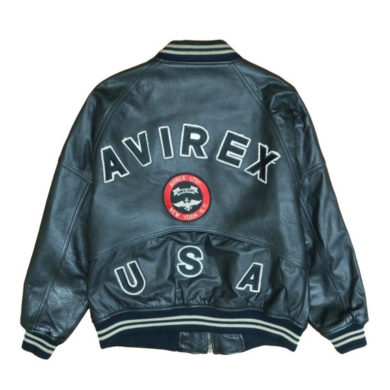 Vintage Avirex USA Flight Varsity Leather Jacket Size… - Gem