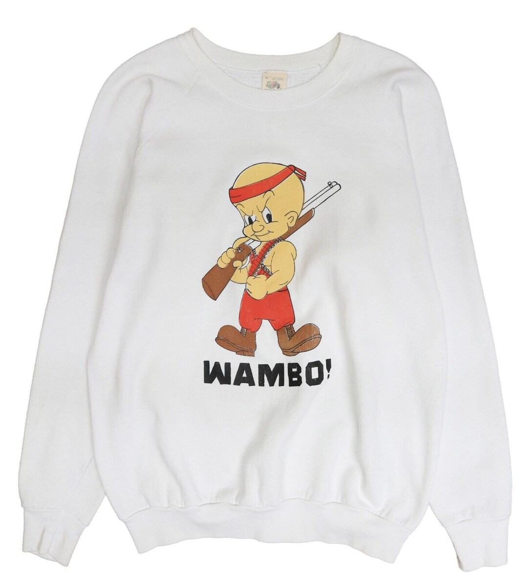 Vintage Elmer Fudd Wambo Looney Tunes Sweatshirt Size XL Rambo Parody ...