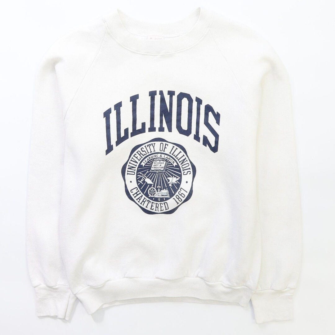 Vintage Illinois Fighting Illini Crest Crewneck Sweatshirt Size Medium ...