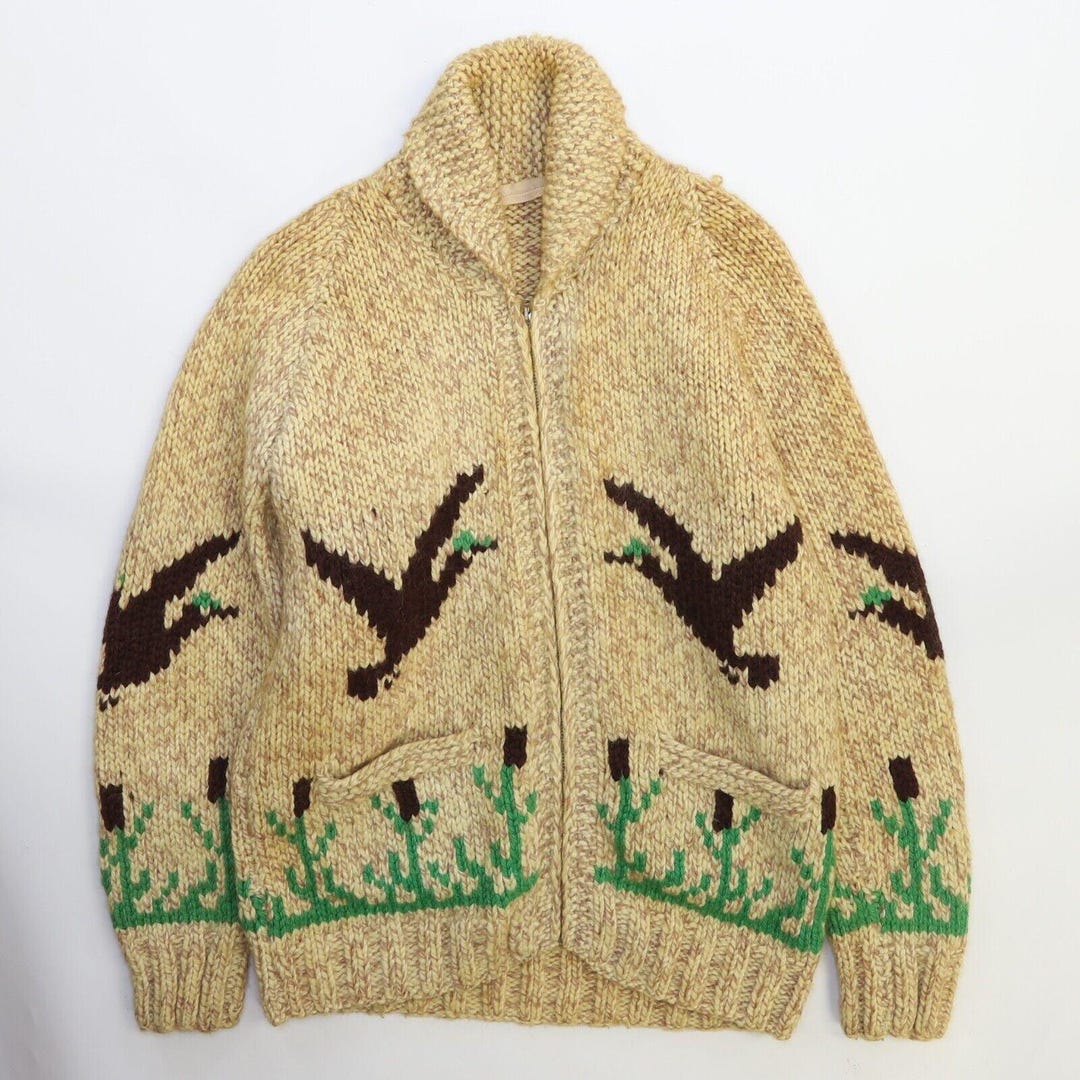 Vintage Duck Pheasant Wool Knit Cowichan Sweater Size Small - Etsy