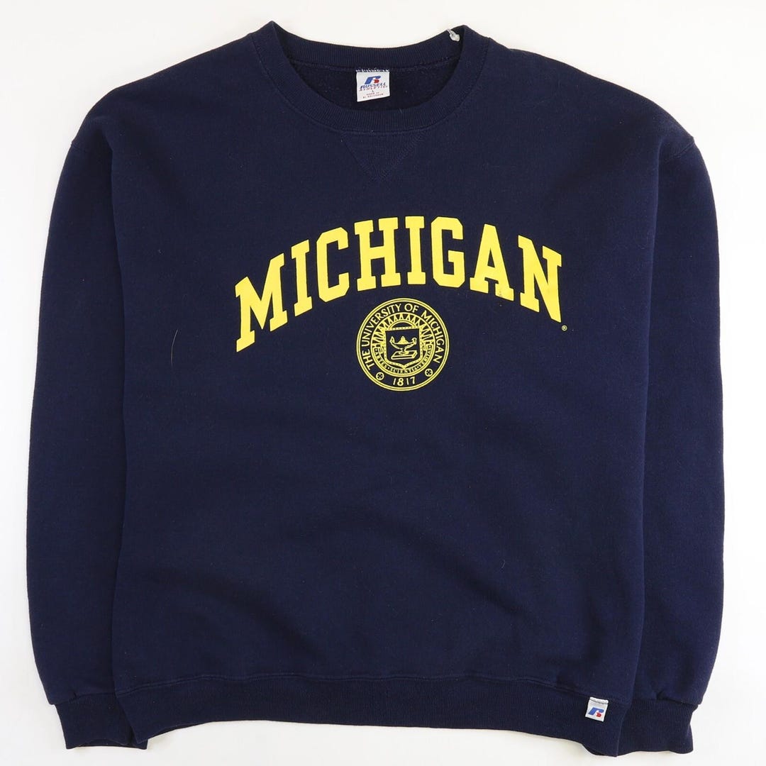 Vintage Michigan Wolverines Crest Russell Athletic Sweatshirt Size ...