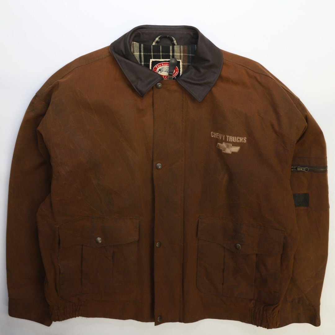 Vintage Australian Outback Chevy Trucks Wax Coat Jacket Size 2XL Brown ...