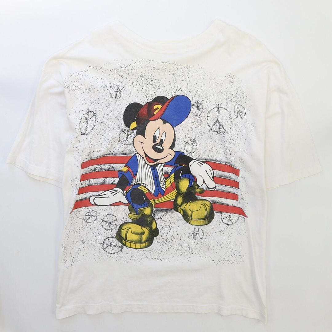 Vintage Mickey Minnie Mouse Disney Peace T-shirt Size XL All Over Print ...