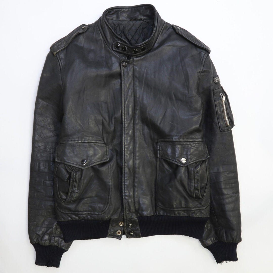 Vintage Hein Gericke Leather Bomber Jacket Size 46 Black - Etsy