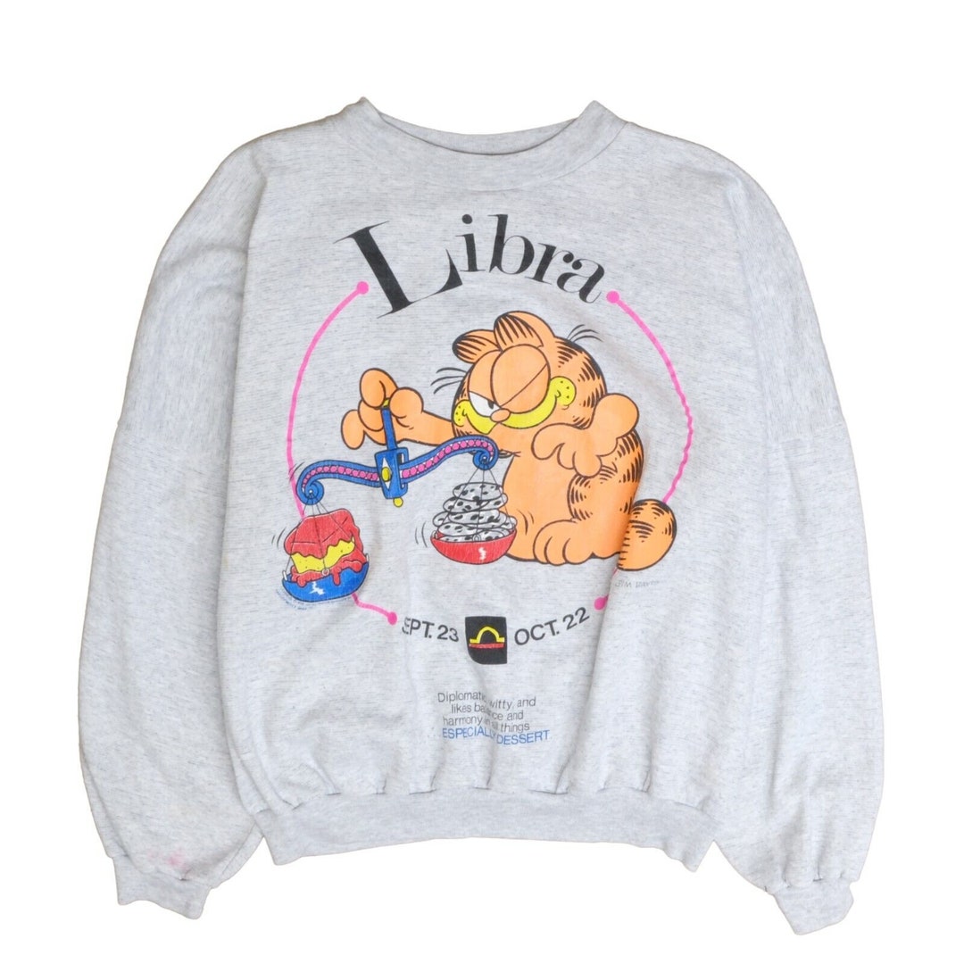 Vintage Garfield Libra Zodiac Sign Sweatshirt Crewneck Size - Etsy