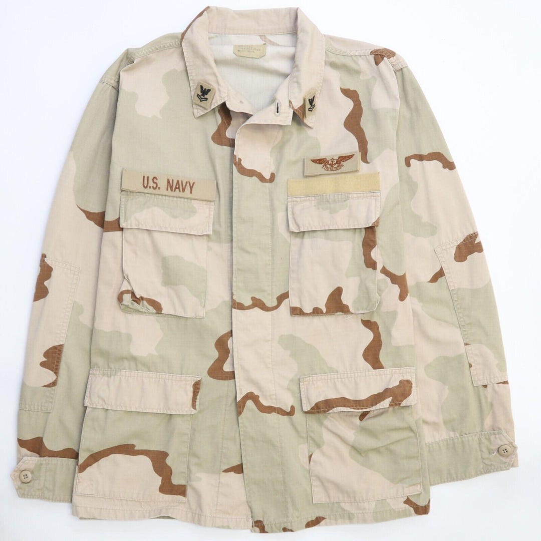 Vintage US Navy Desert Camo Field Coat Jacket Size Large Military Army ...