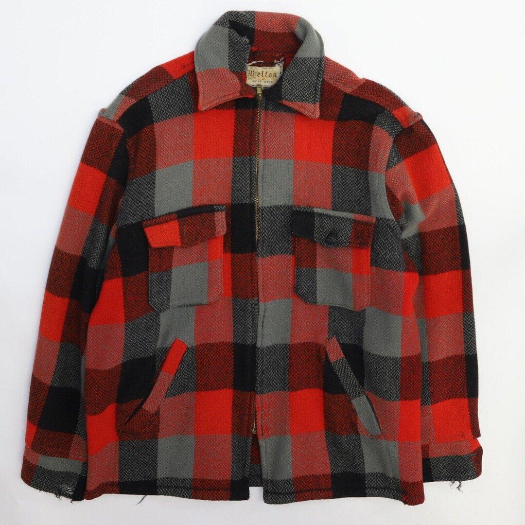 Vintage Melton Wool Shirt Jacket Size Medium Plaid - Etsy