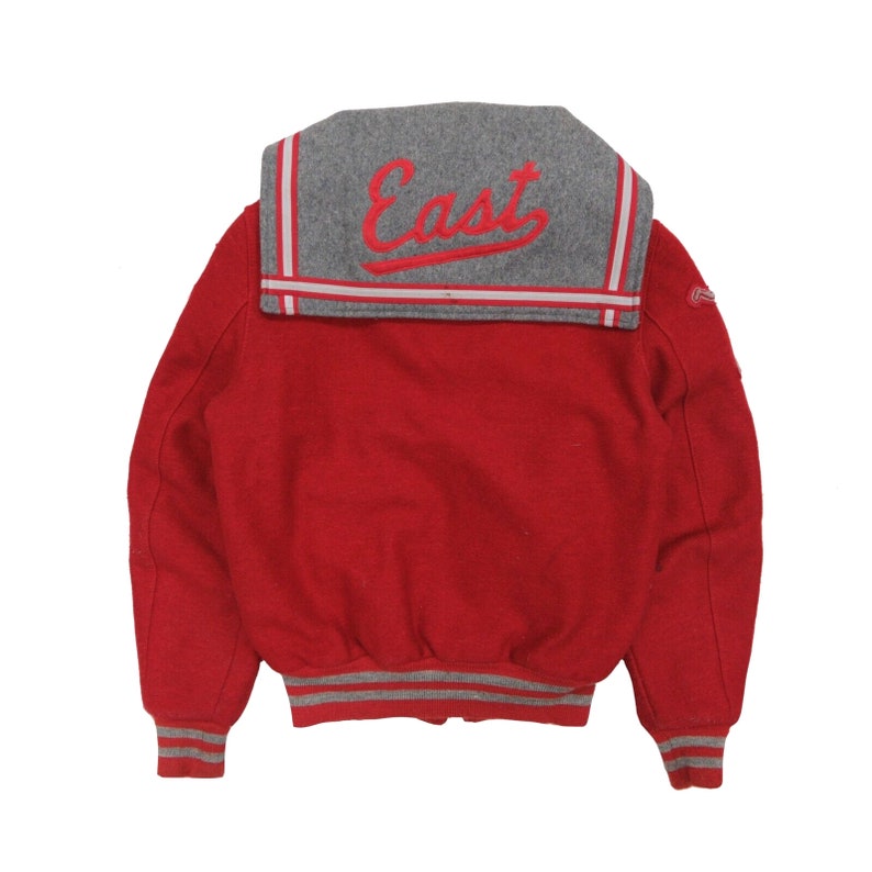 Vintage Wool Sailor Varsity Jacket Size Medium Red 1988 80s Ideal Zip ...