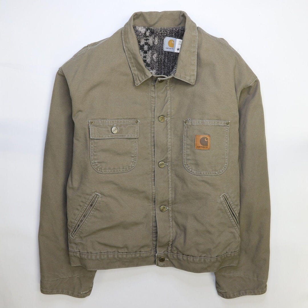 Vintage Carhartt Canvas Work Jacket Size 2XL Aztec Lined JP1021 - Etsy