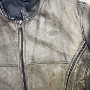 Vintage Wolff of Canada Leather Motorcycle Bomber Jacket Size 46 Gray ...