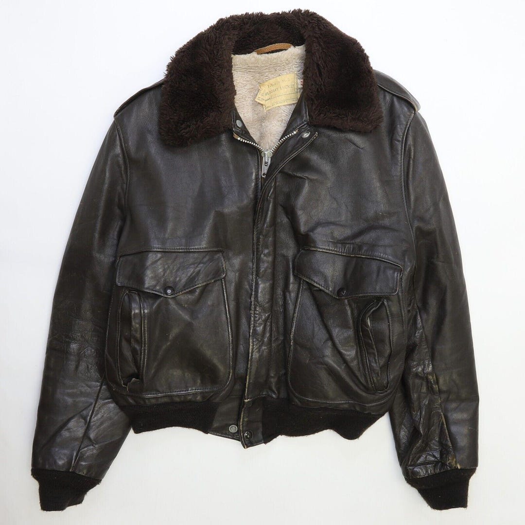 Vintage Schott NYC I-S-674-M-S Leather Flight Bomber Jacket Size 44 ...