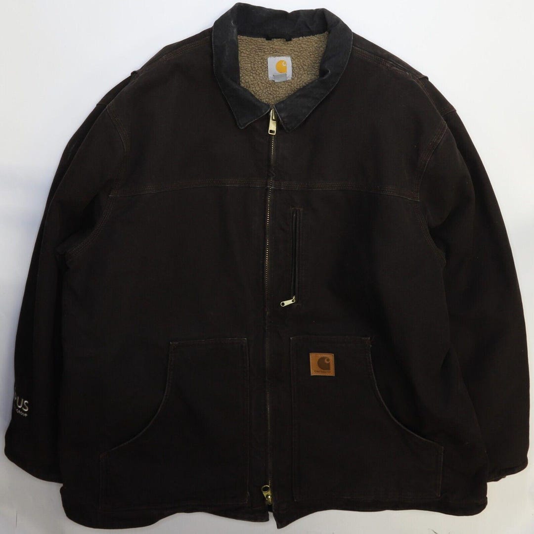 Carhartt Canvas Ridge Work Jacket Size 2XL Brown Sherpa Lined - Etsy