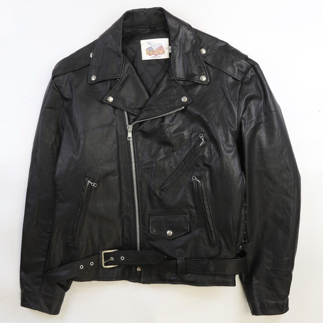 Vintage Excelled Leather Classic Motorcycle Jacket Size 48T Black - Etsy