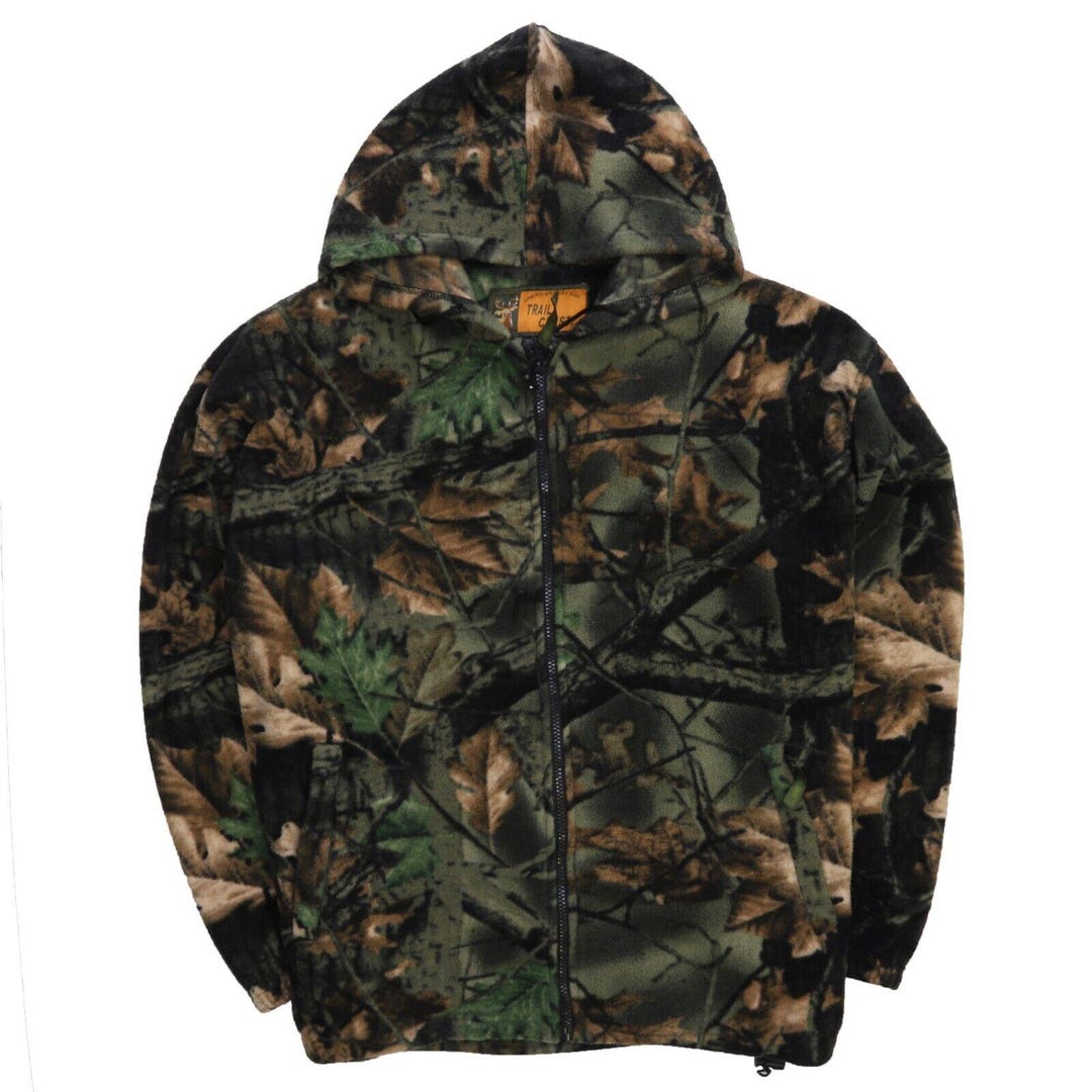 Trail Crest Tree Camo Fleece Jacket Size XL Full Zip Hooded Camouflage ...