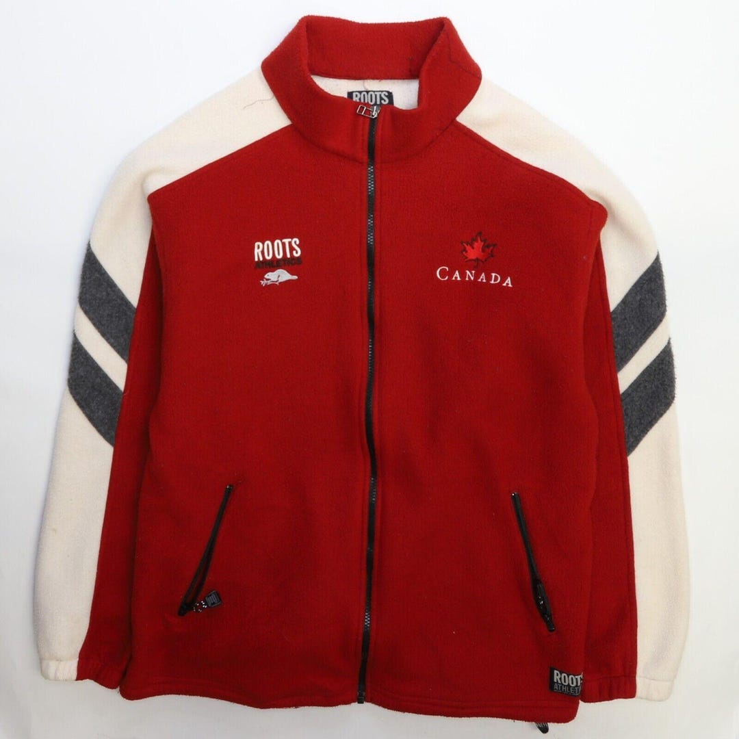 Vintage Roots Athletics Canada Fleece Jacket Size Large Red - Etsy