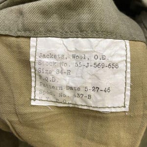 Vintage Military Army Wool OD Jacket Size 34R 1940s - Etsy