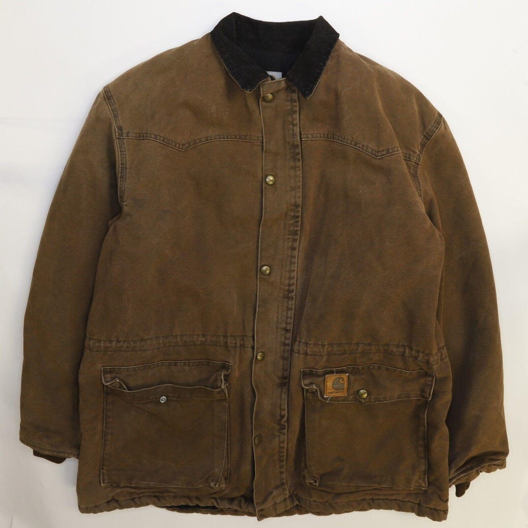 Vintage Carhartt Canvas Work Jacket Size Large Brown C08 CHT - Etsy