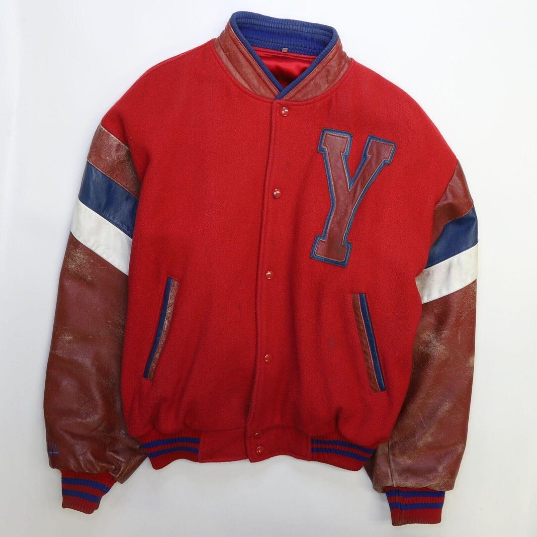Vintage Wool Letterman Varsity Jacket Size XL Blue Red - Etsy