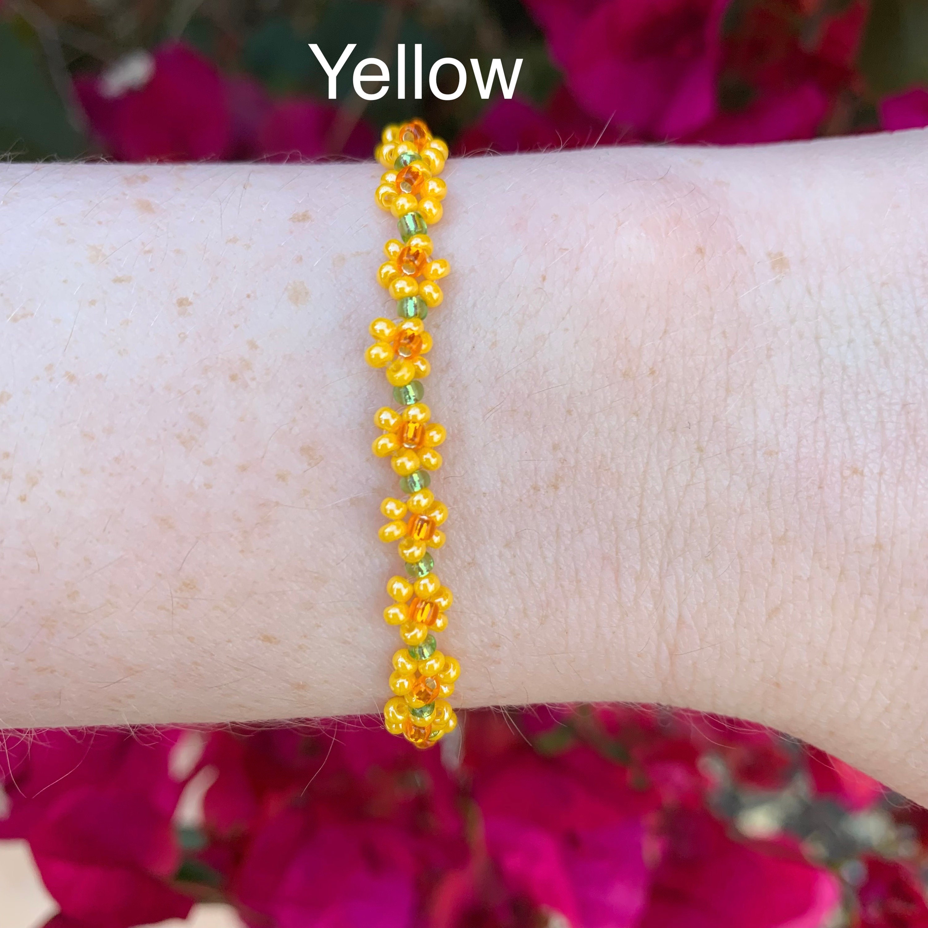 Daisy Seed Bead Bracelet Choose Your Color flower Edition | Etsy