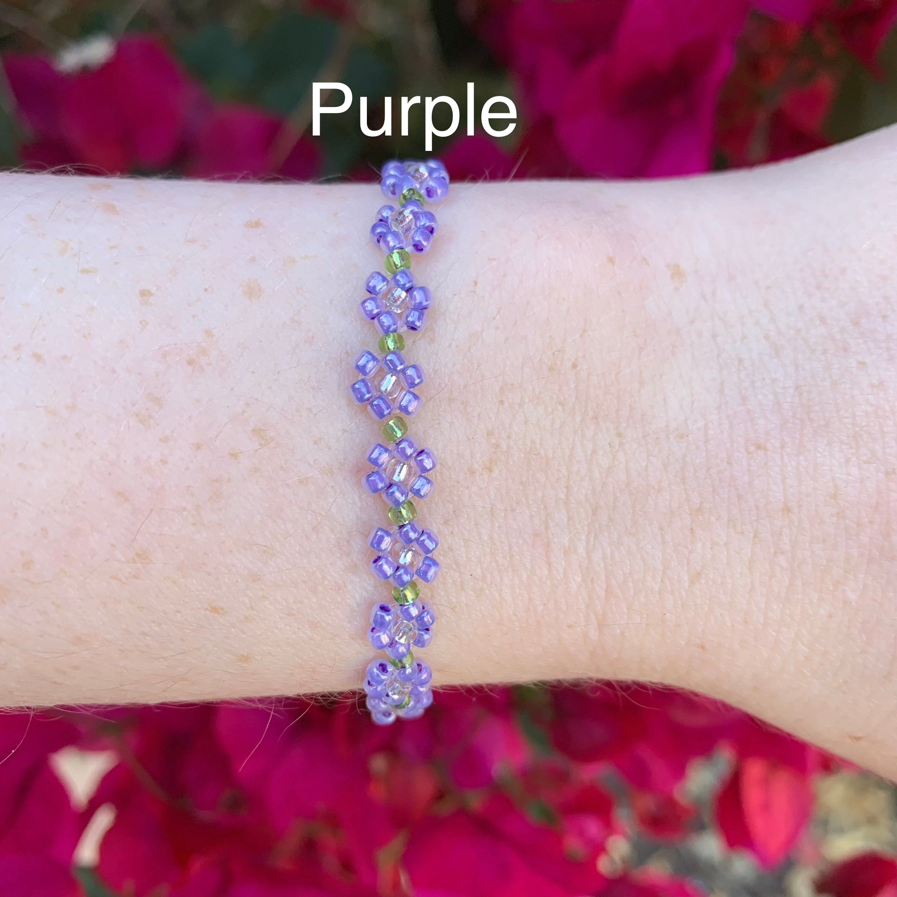 Daisy Seed Bead Bracelet Choose Your Color flower Edition | Etsy