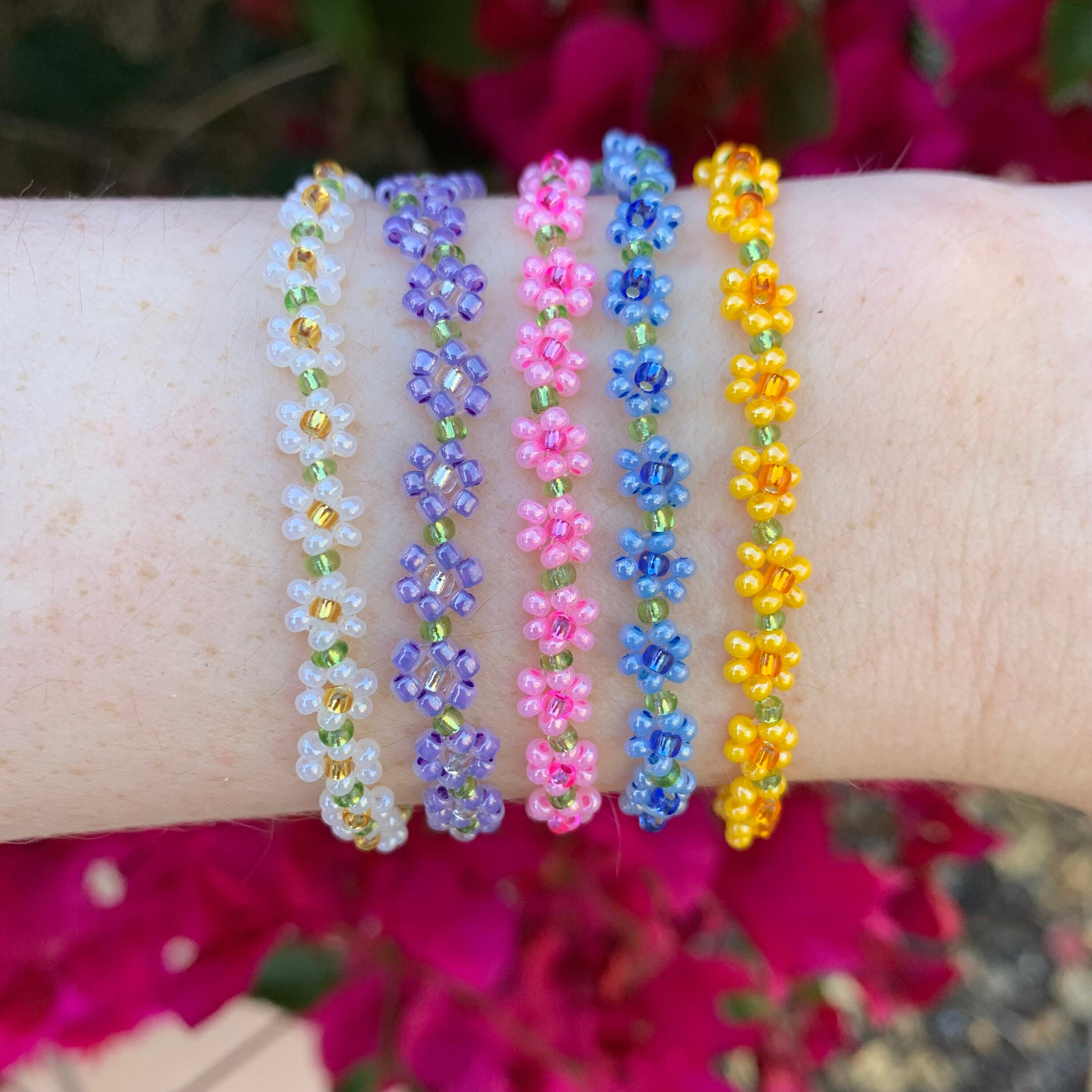 Daisy Seed Bead Bracelet Choose Your Color flower Edition | Etsy