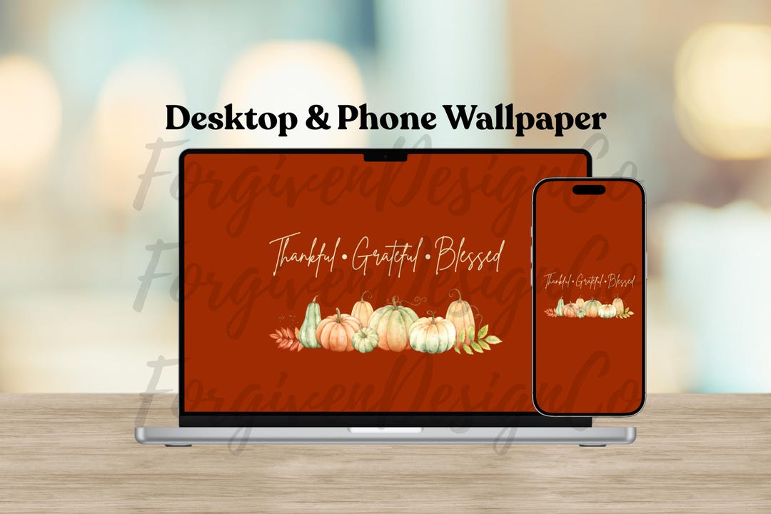 Thankful Grateful Blessed Desktop and Phone Wallpaper, Thanksgiving ...